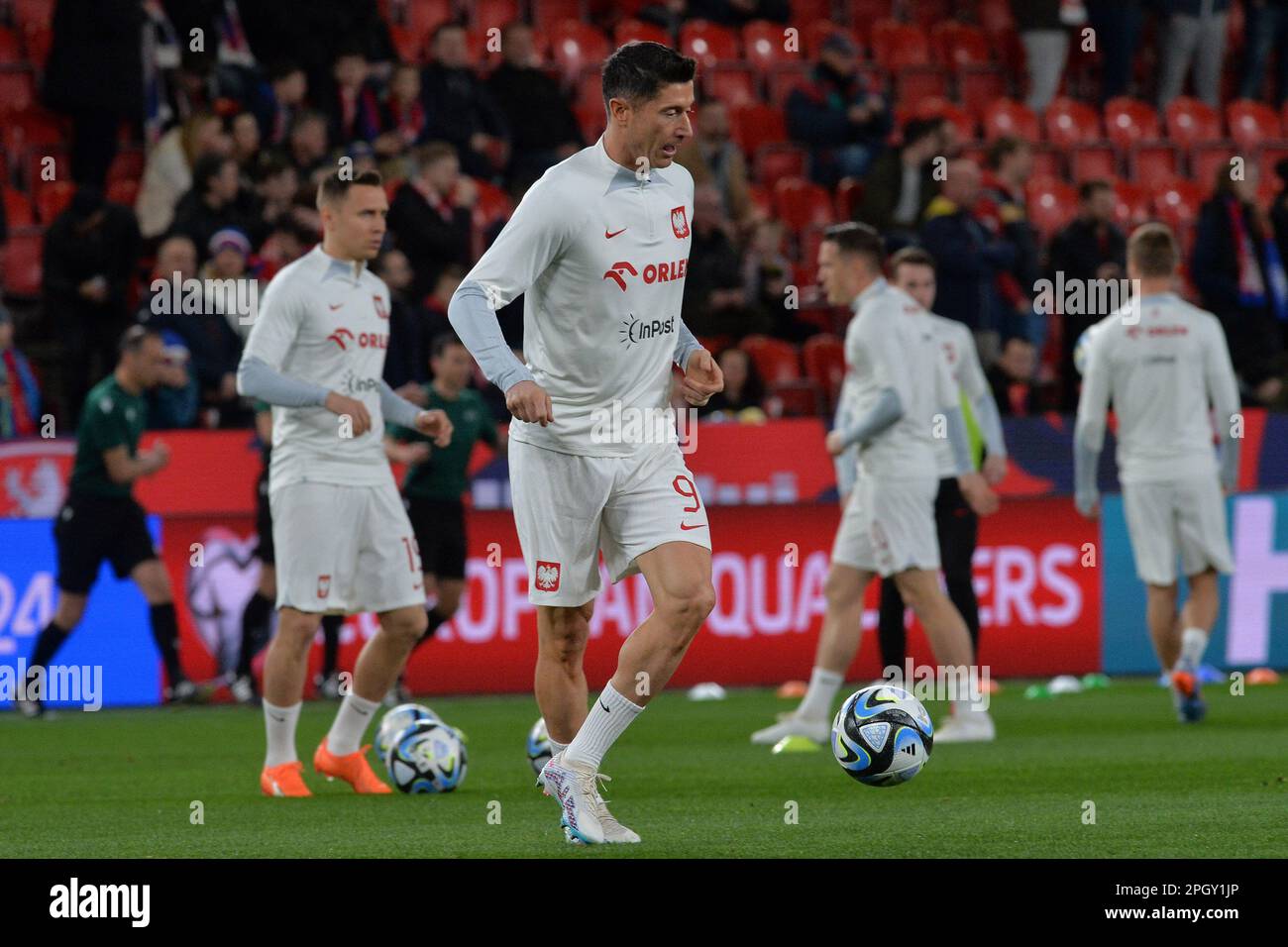 Prague, Czech Republic. 24th Mar, 2023. ROBERT LEWANDOWSKI (front) of ...