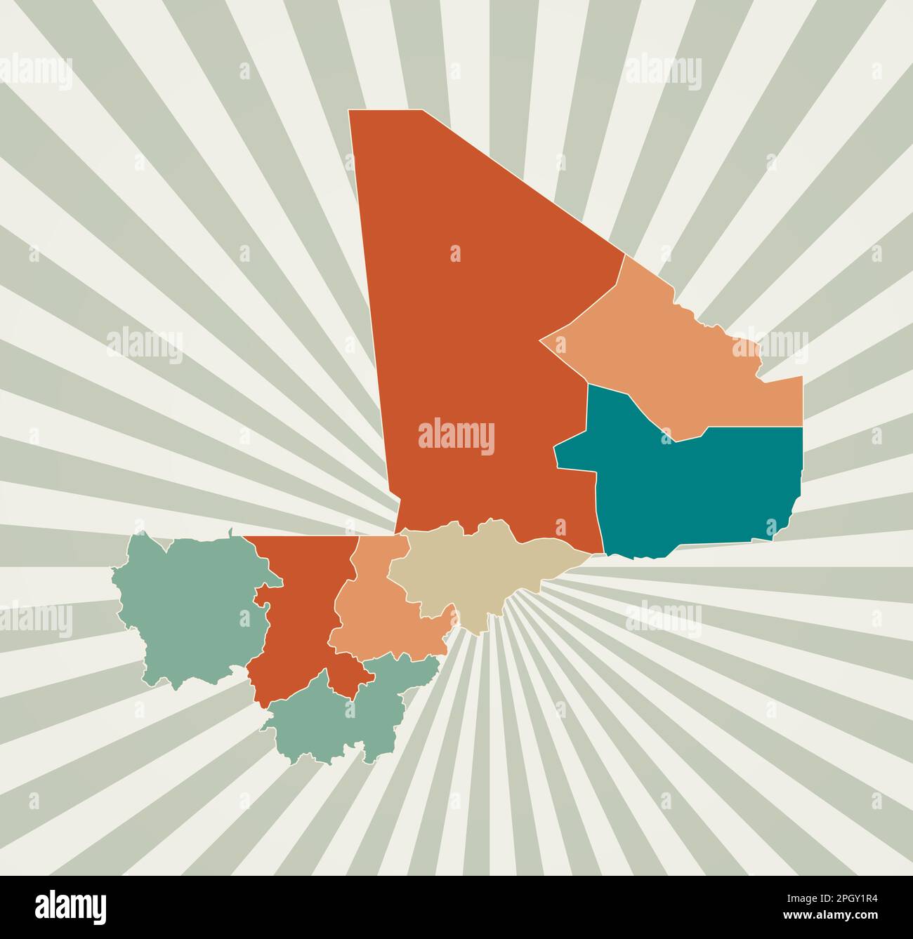 Mali map. Poster with map of the country in retro color palette. Shape ...