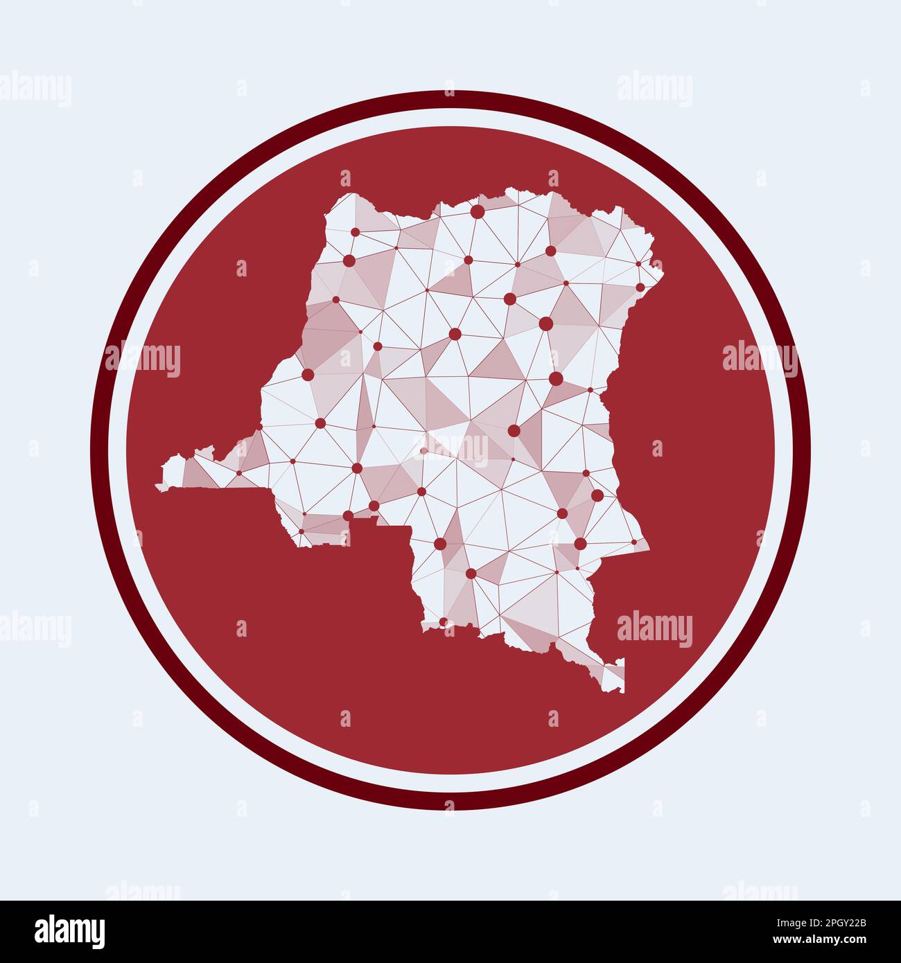DR Congo icon. Trendy tech logo of the country. Geometric mesh round ...