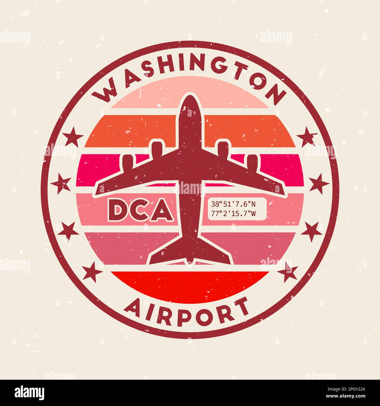 Washington airport insignia. Round badge with vintage stripes, airplane ...