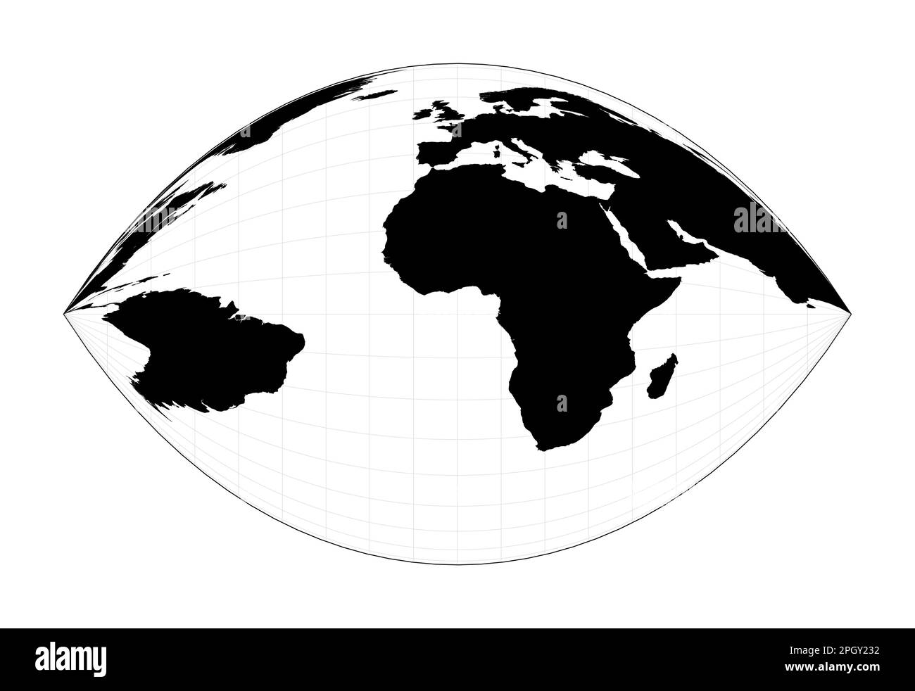 World shape. Craig retroazimuthal projection. Plane world geographical ...