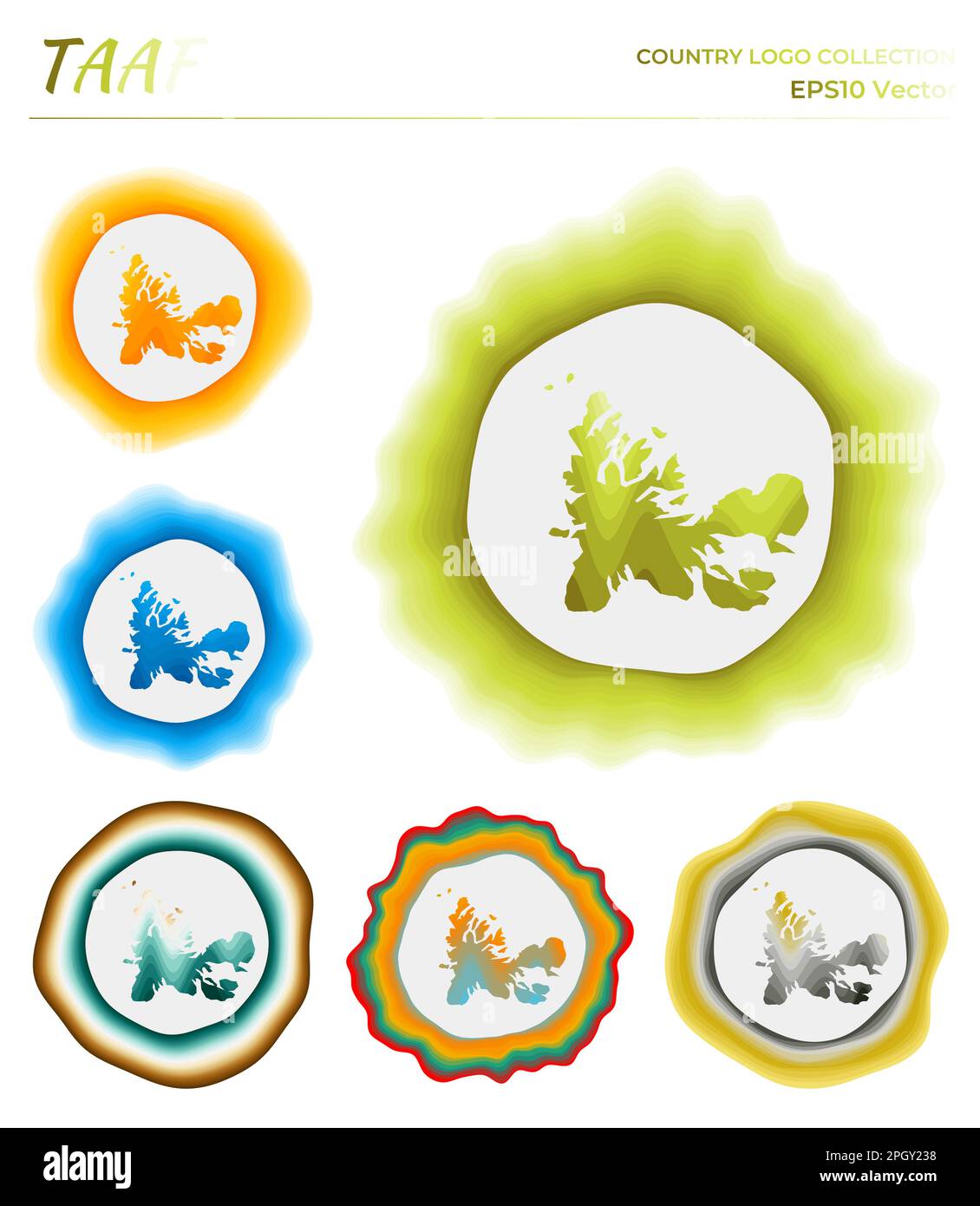 TAAF logo collection. Colorful badge of the country. Layers around TAAF ...