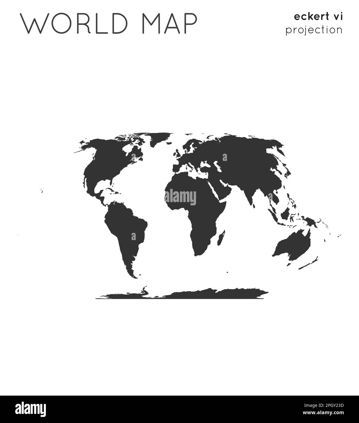 World map. Globe in Eckert VI projection, plain style. Modern vector ...