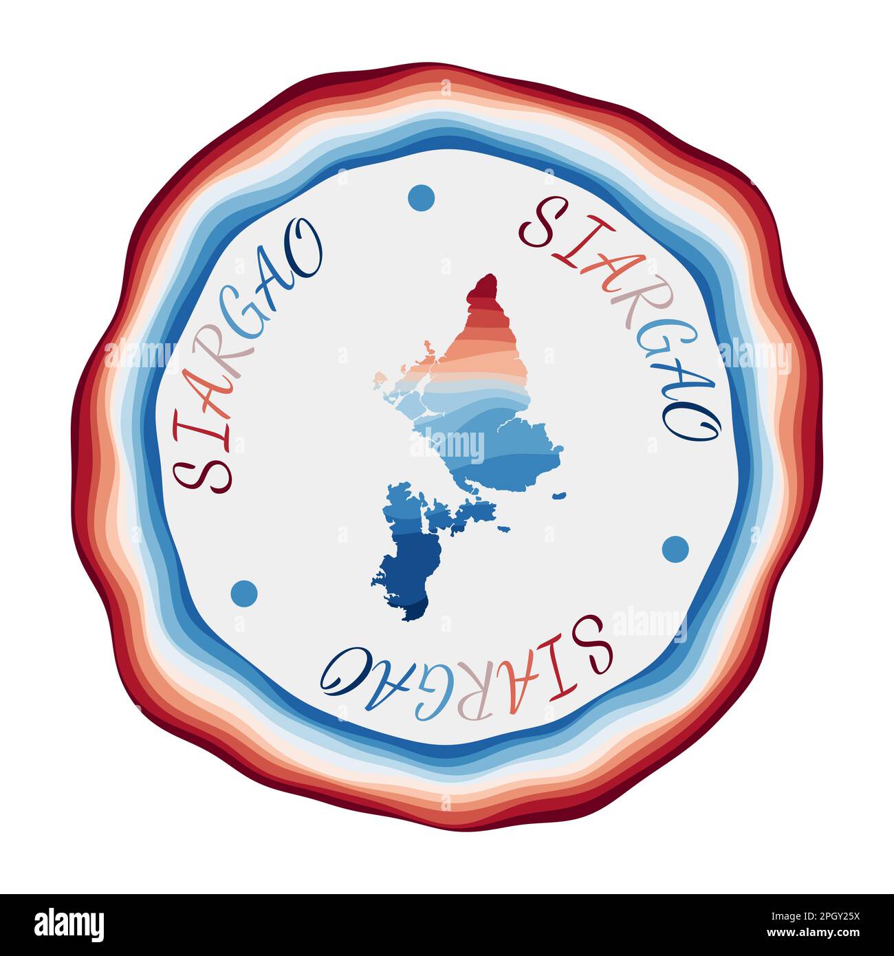 Siargao badge. Map of the island with beautiful geometric waves and ...