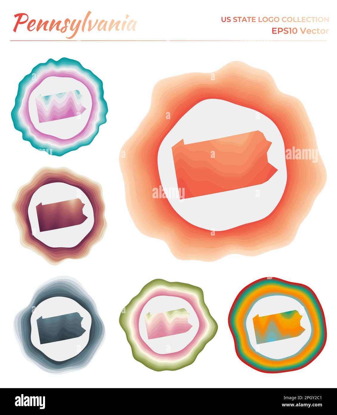 Pennsylvania logo collection. Colorful badge of the US state. Layers ...
