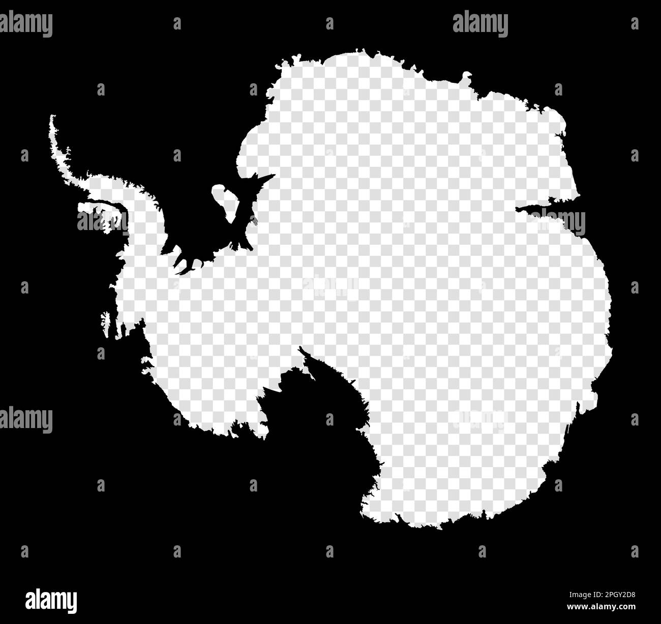 Stencil map of Antarctica. Simple and minimal transparent map of ...