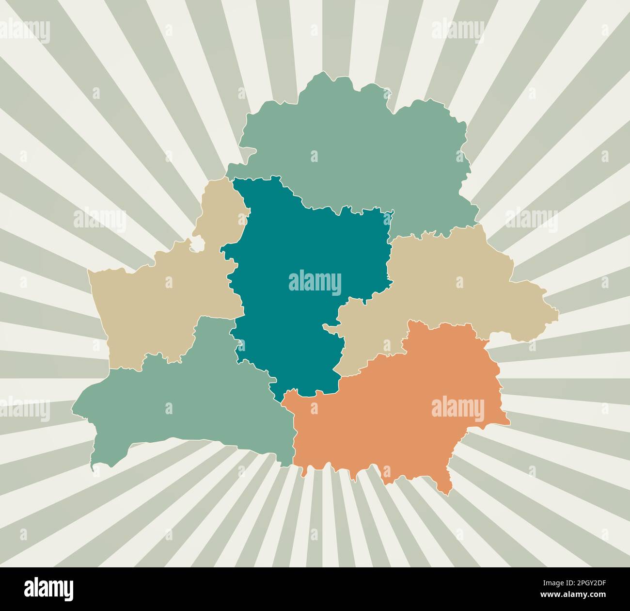 Belarus map. Poster with map of the country in retro color palette ...