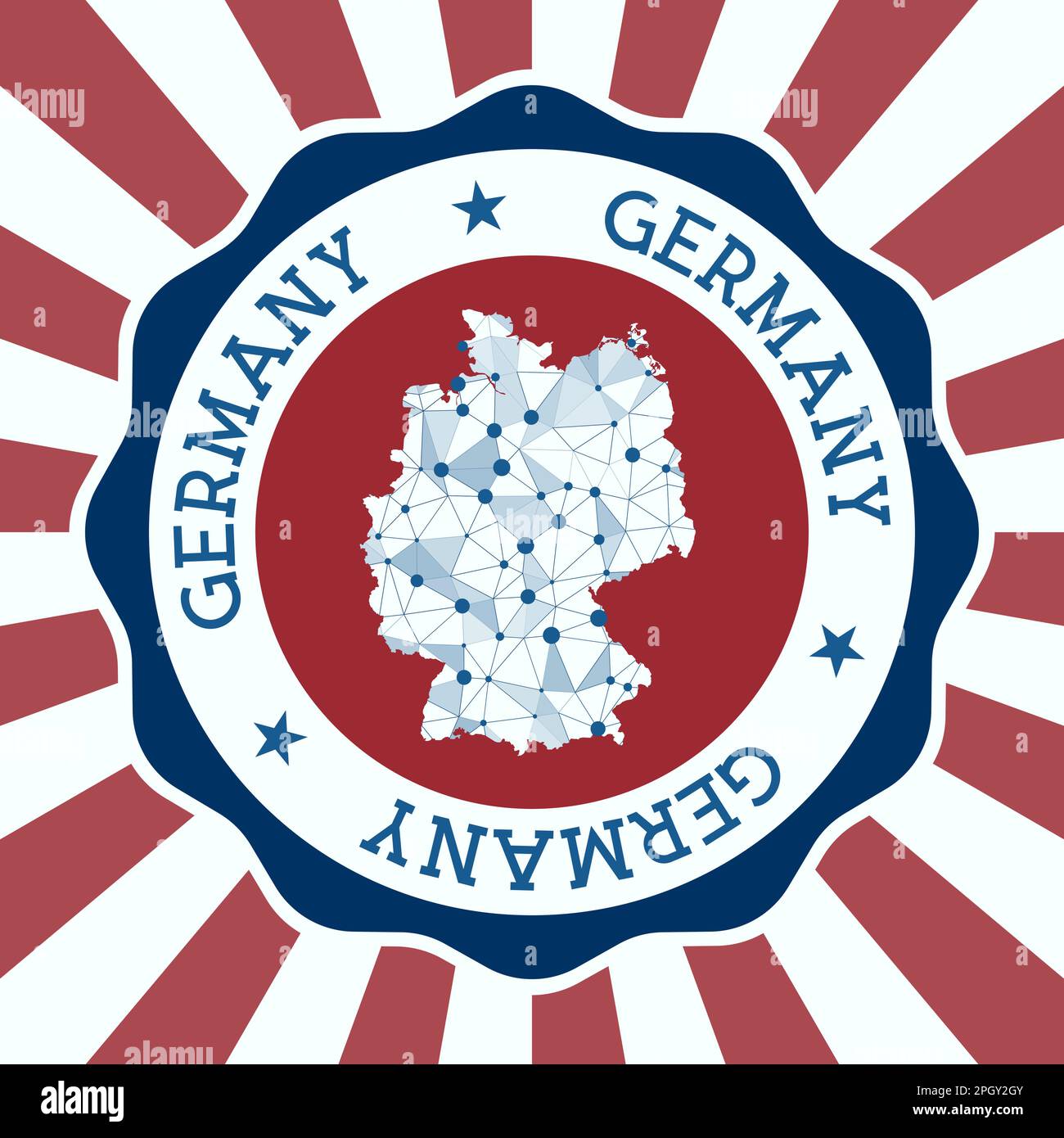 Germany Badge. Round logo of country with triangular mesh map and ...