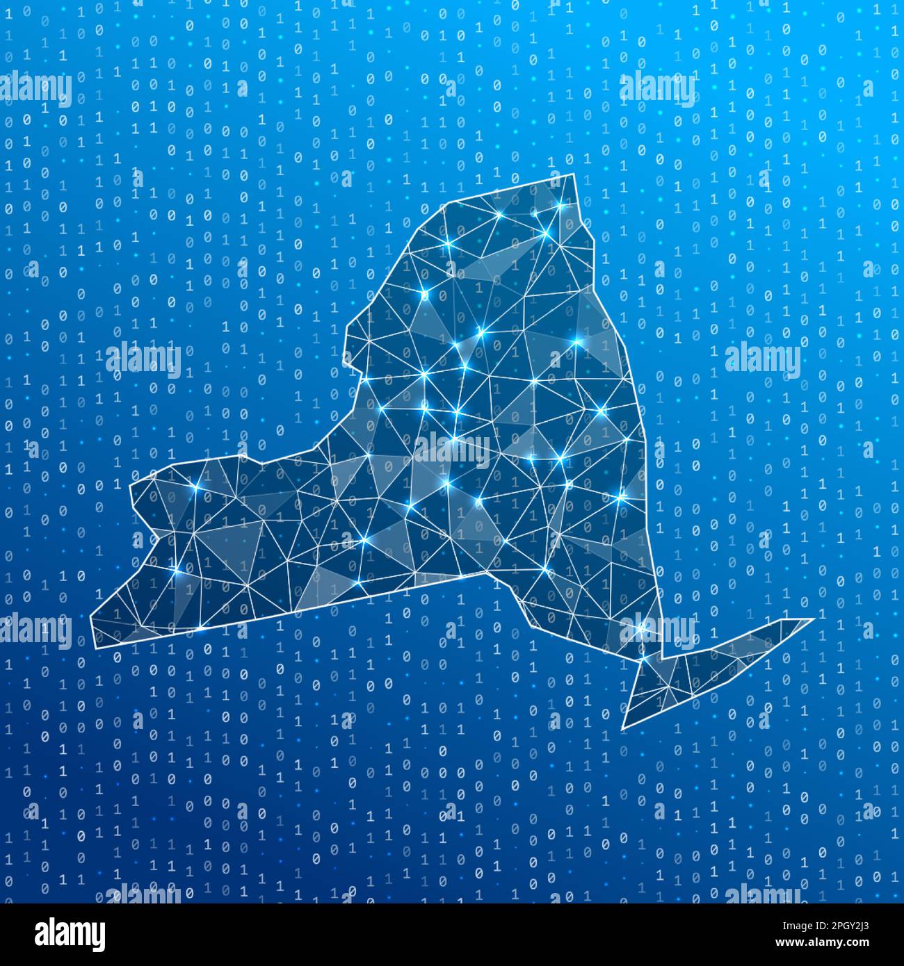 Network map of New York. US state digital connections map. Technology ...