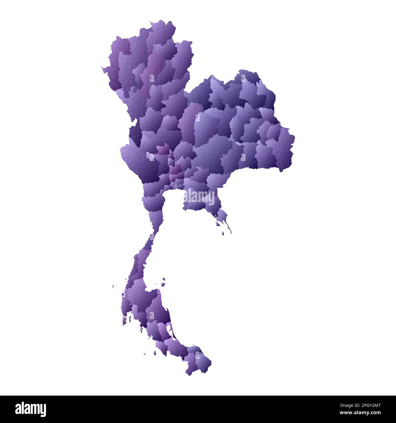 Thailand map. Geometric style country outline. Magnificent violet ...