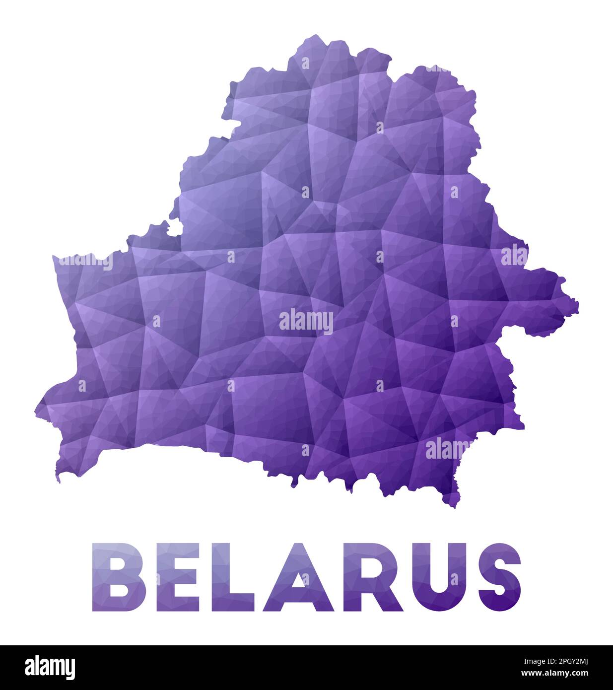 Map of Belarus. Low poly illustration of the country. Purple geometric ...