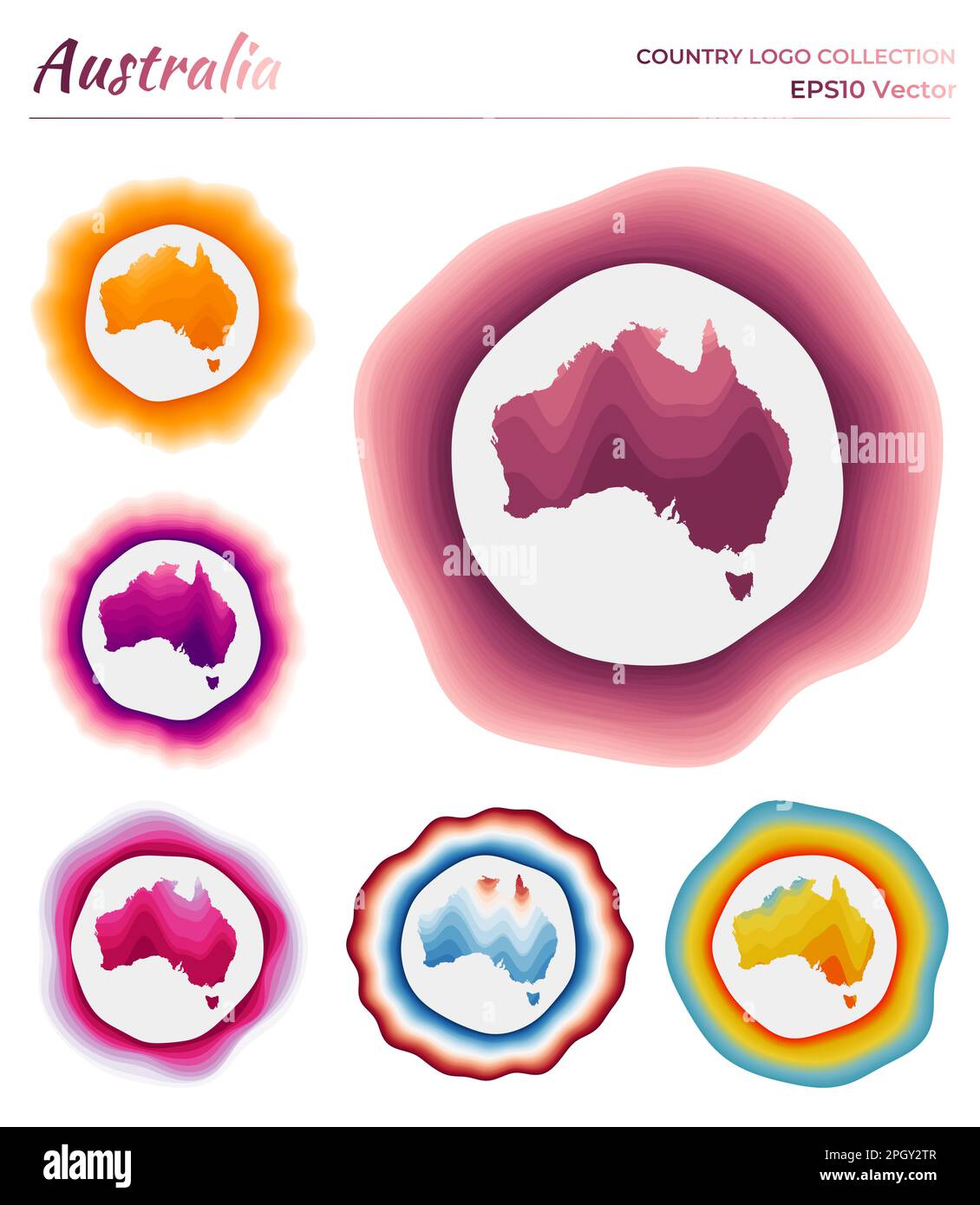Australia logo collection. Colorful badge of the country. Layers around ...