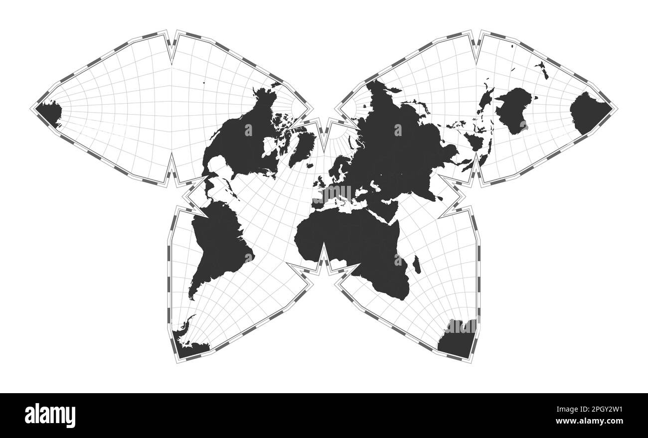 Vector world map. Steve Waterman's butterfly projection. Plain world ...