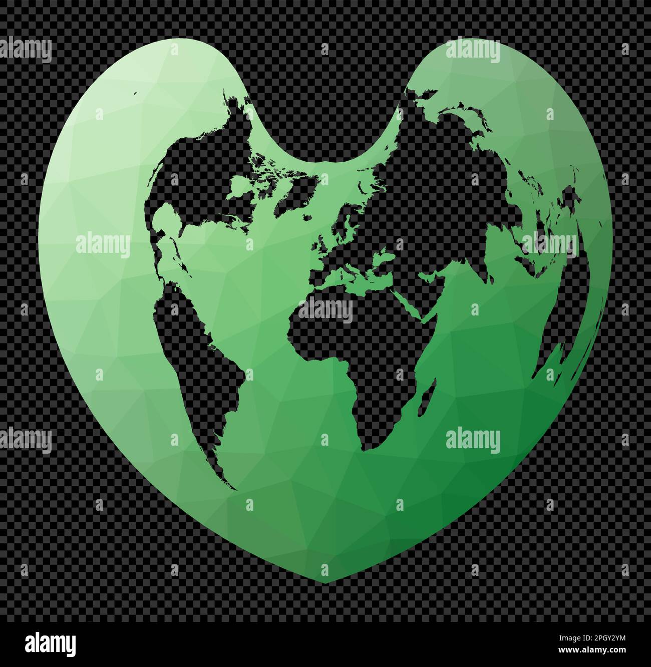 World map. Bonne projection. Polygonal map of the world on transparent ...