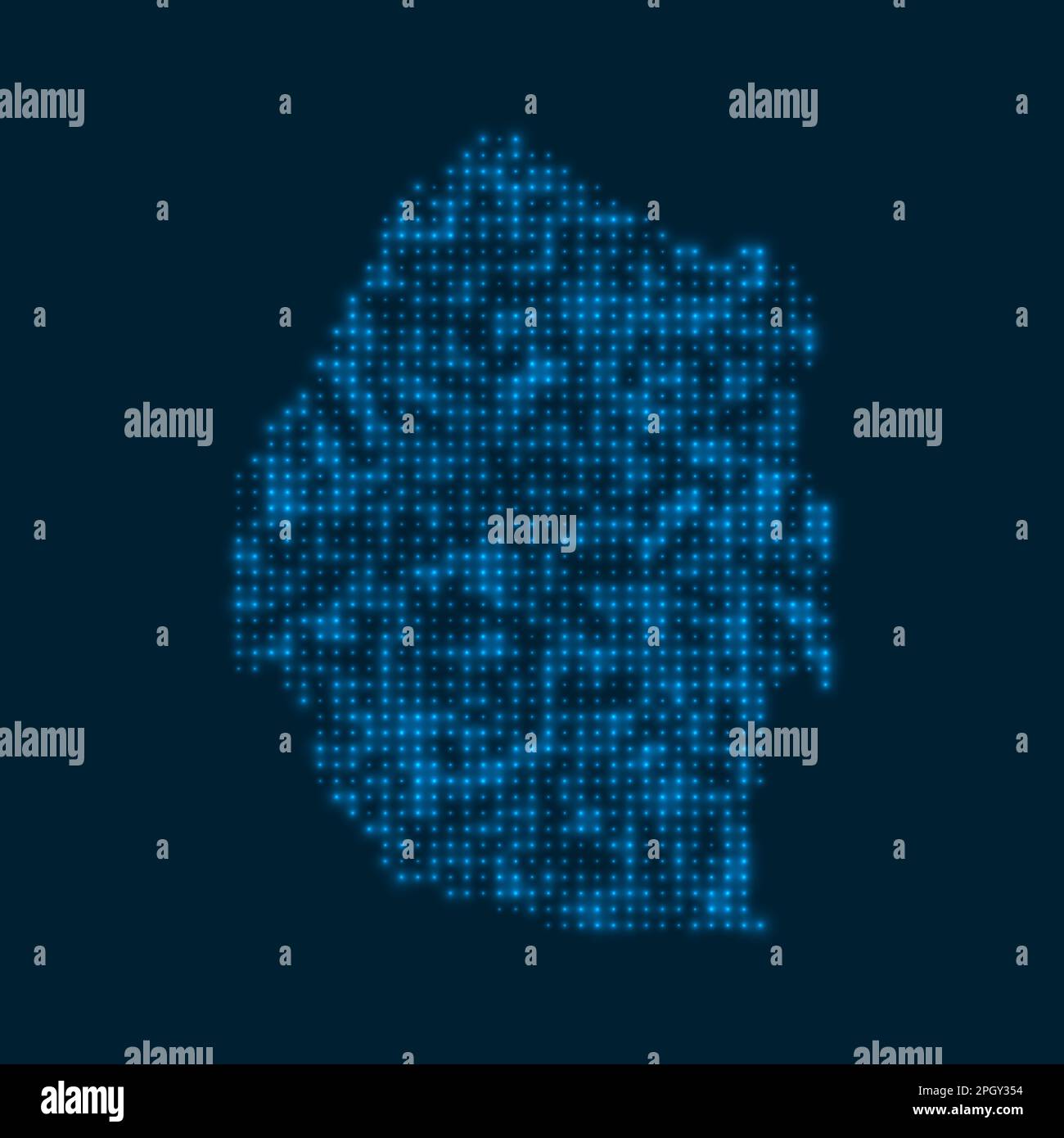 Swaziland dotted glowing map. Shape of the country with blue bright ...