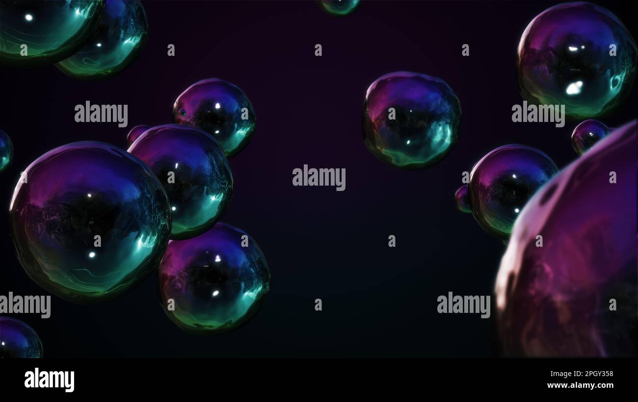 A stylized illustration of modern iridescent shiny bubble spheres Stock ...