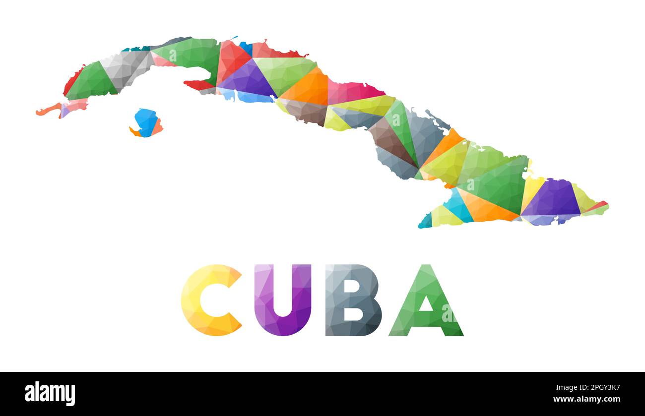 Cuba - colorful low poly country shape. Multicolor geometric triangles ...