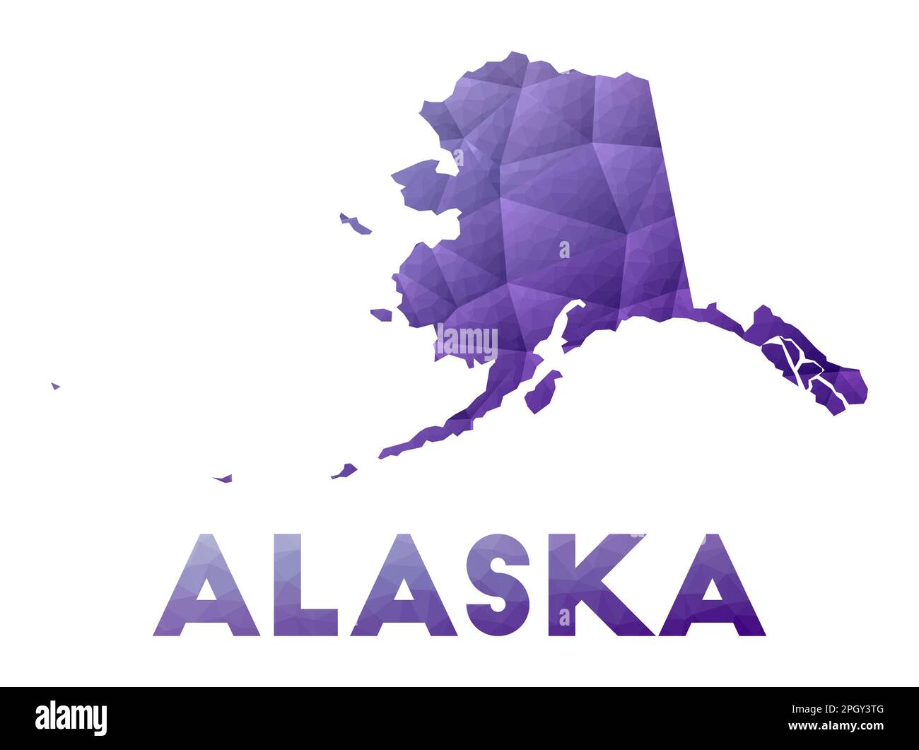 Map of Alaska. Low poly illustration of the US state. Purple geometric ...