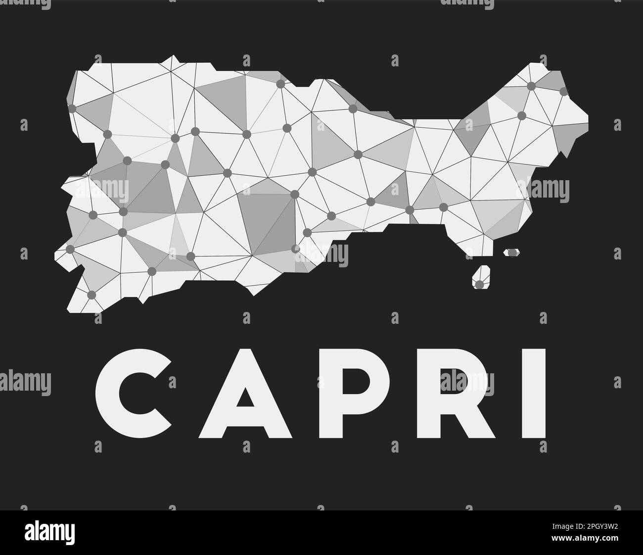 Capri - communication network map of island. Capri trendy geometric ...