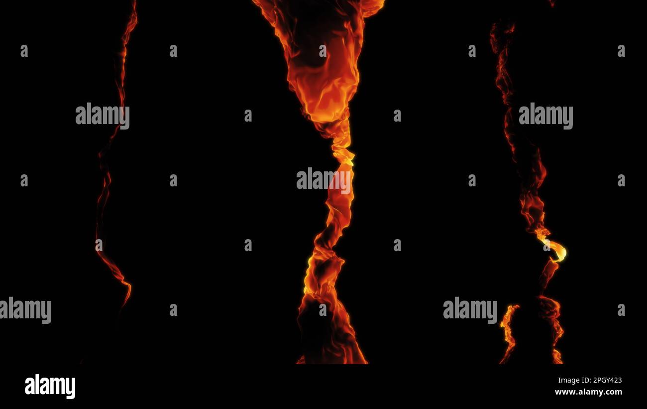 A set of 3 thin abstract fire ribbon elements with alpha channels Stock ...