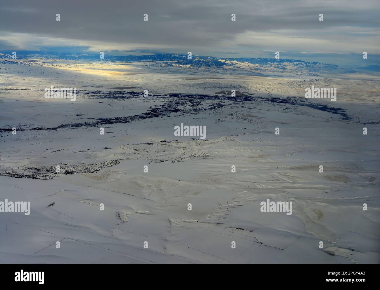 Aerial view Bozeman Montana after a winter snow storm Stock Photo - Alamy