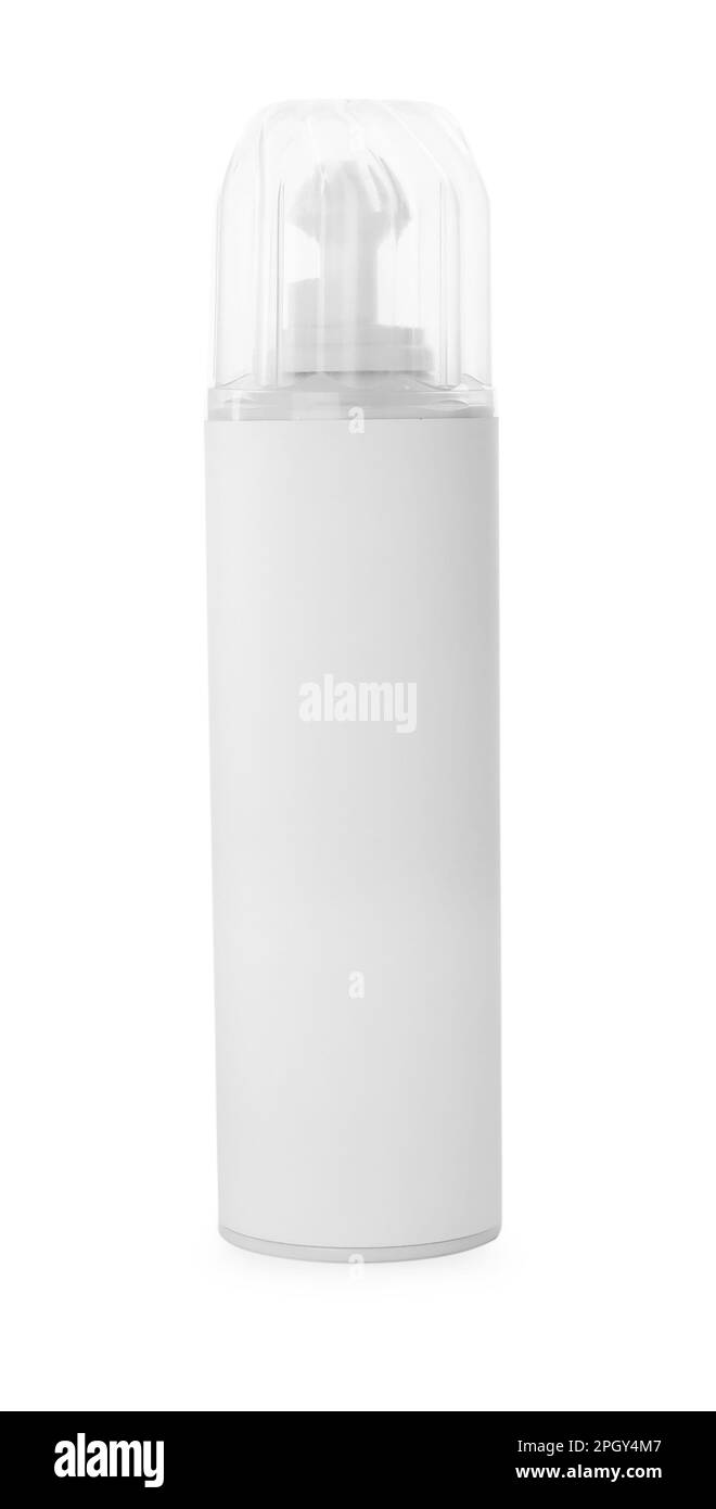 Bottle of delicious whipped cream isolated on white Stock Photo - Alamy