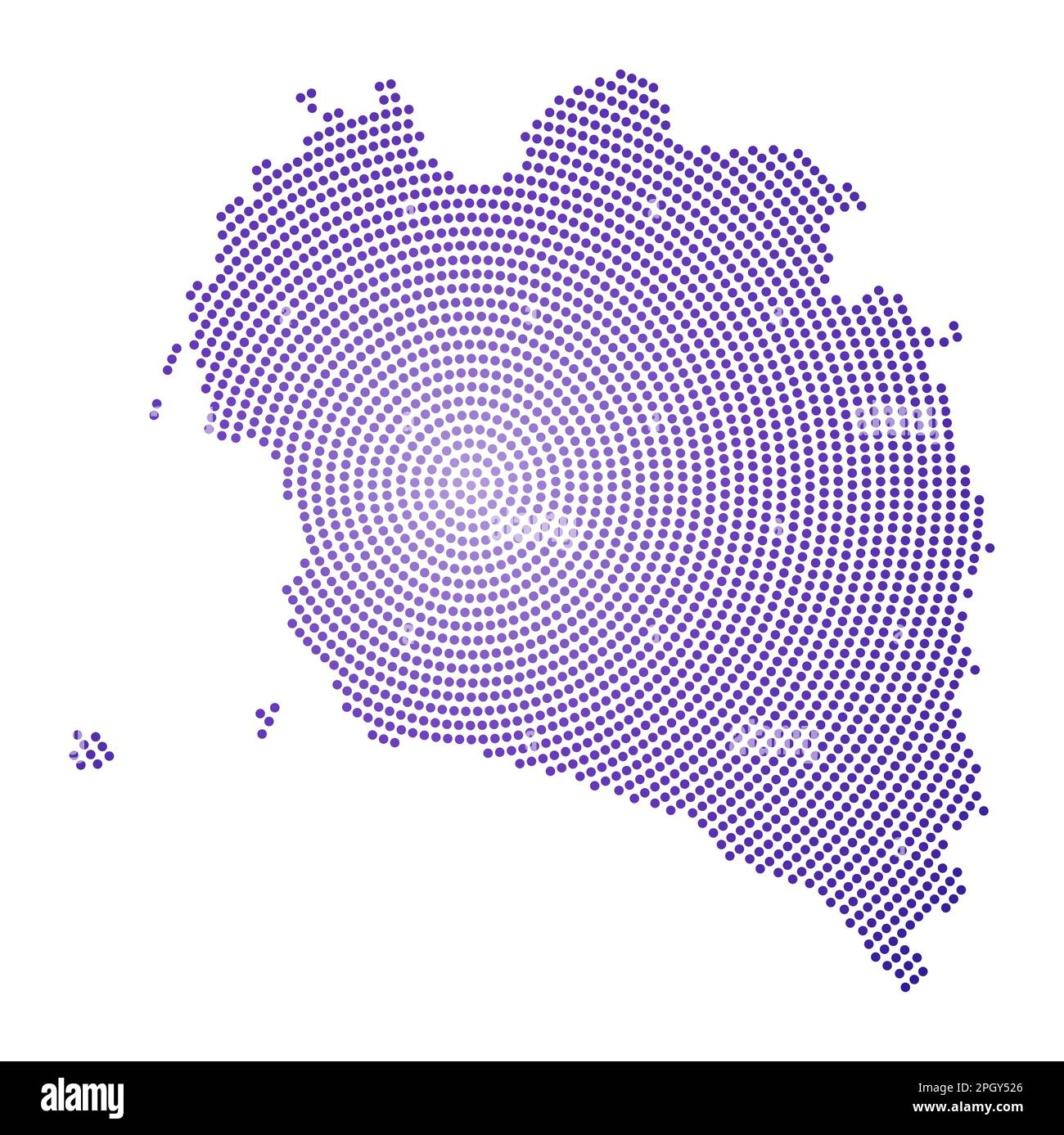 Ko Pha Ngan dotted map. Digital style shape of Ko Pha Ngan. Tech icon ...