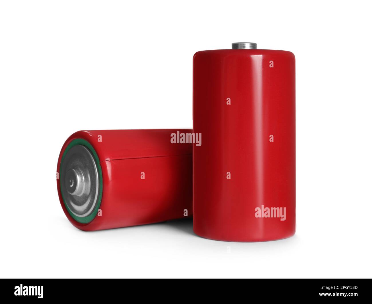 New D batteries on white background. Dry cell Stock Photo - Alamy