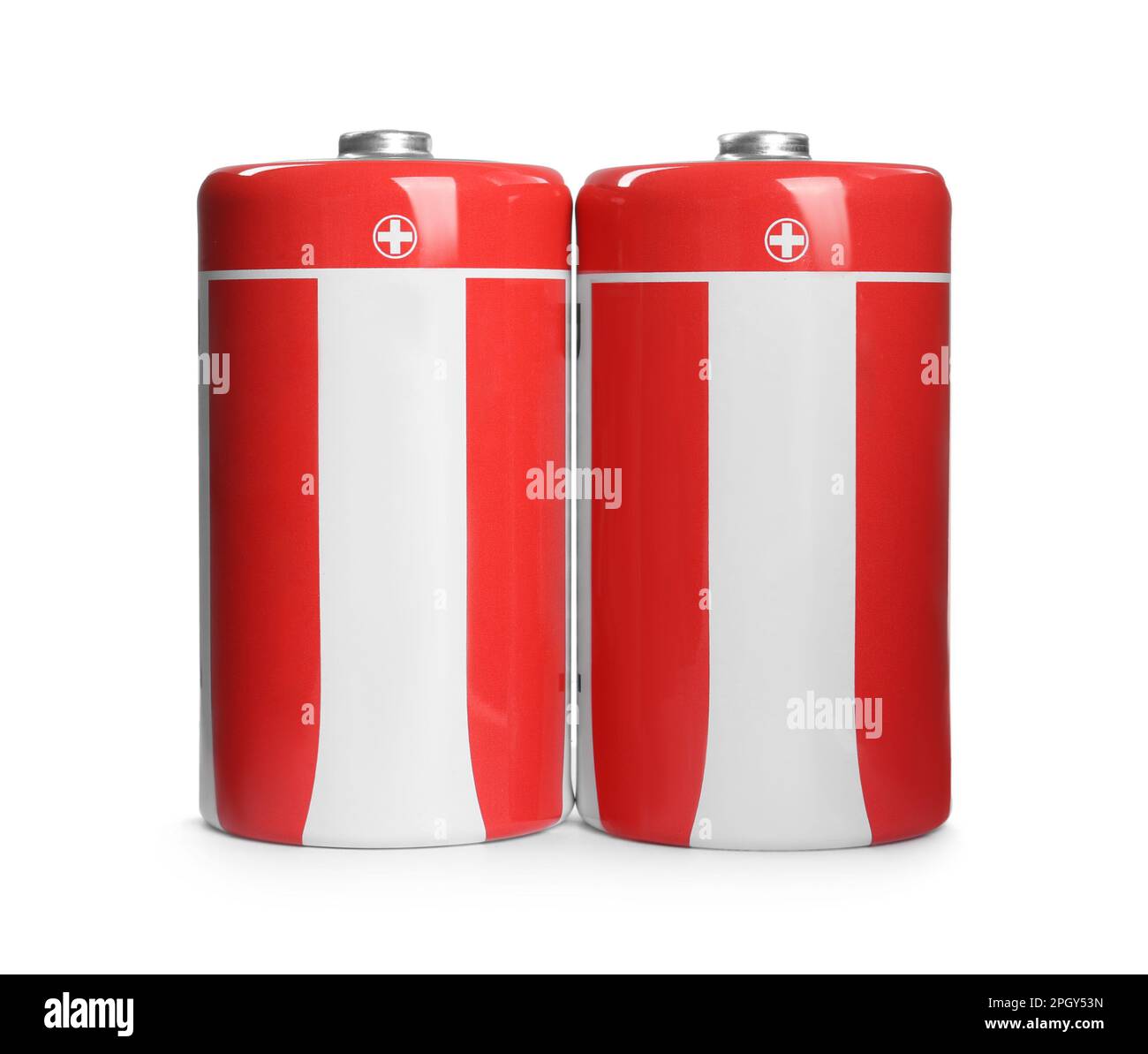 New D batteries on white background. Dry cell Stock Photo - Alamy