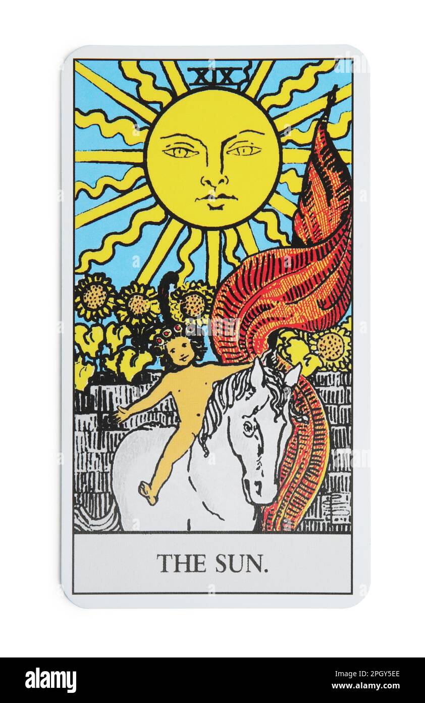 The Sun isolated on white. Tarot card Stock Photo - Alamy