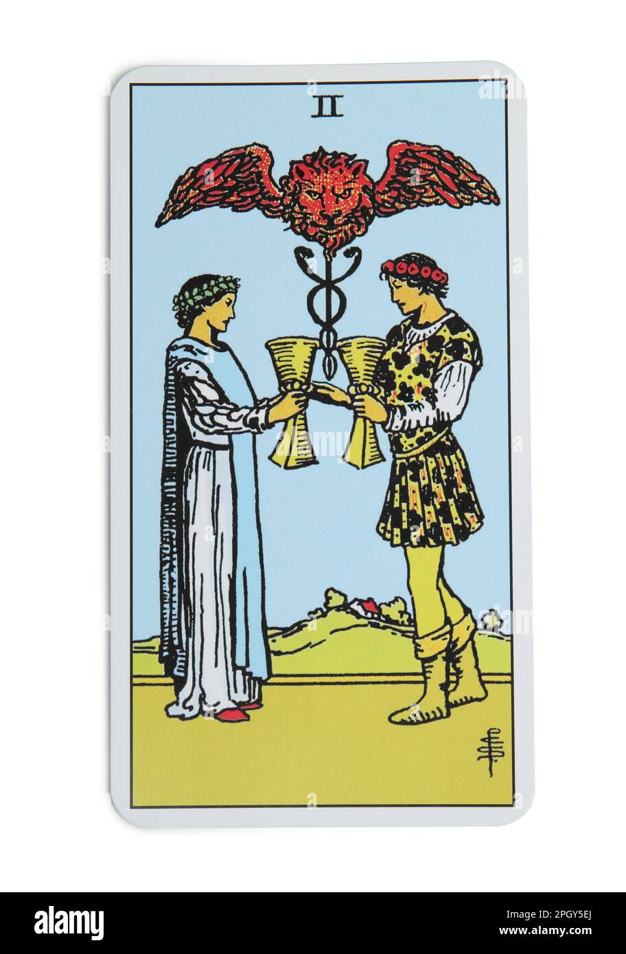 Two of Cups isolated on white. Tarot card Stock Photo - Alamy
