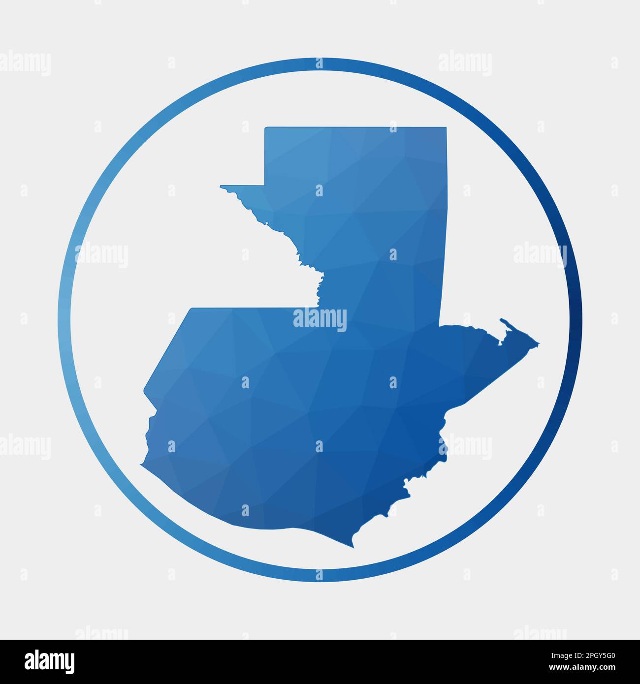 Guatemala icon. Polygonal map of the country in gradient ring. Round ...