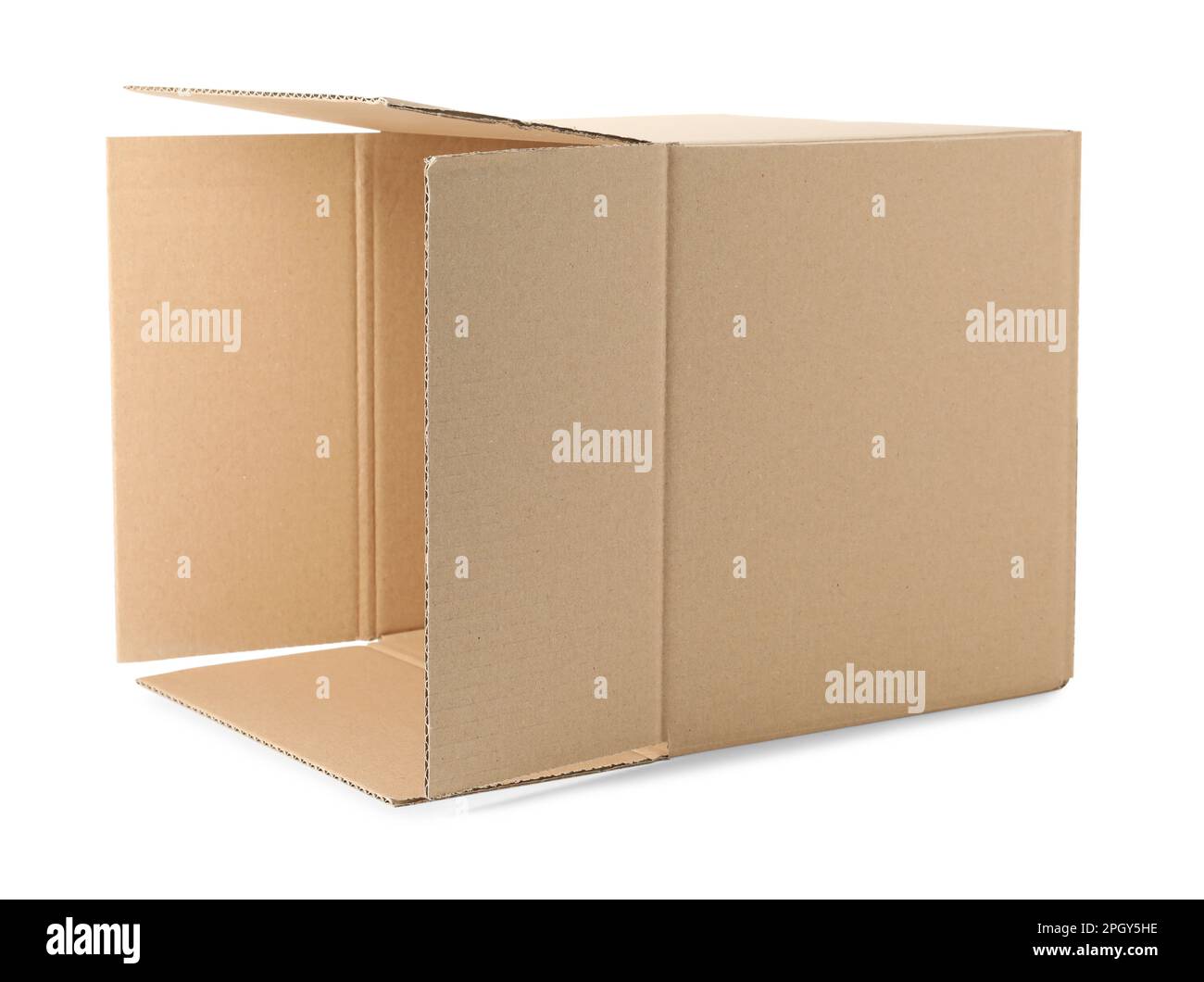 One open cardboard box isolated on white Stock Photo - Alamy