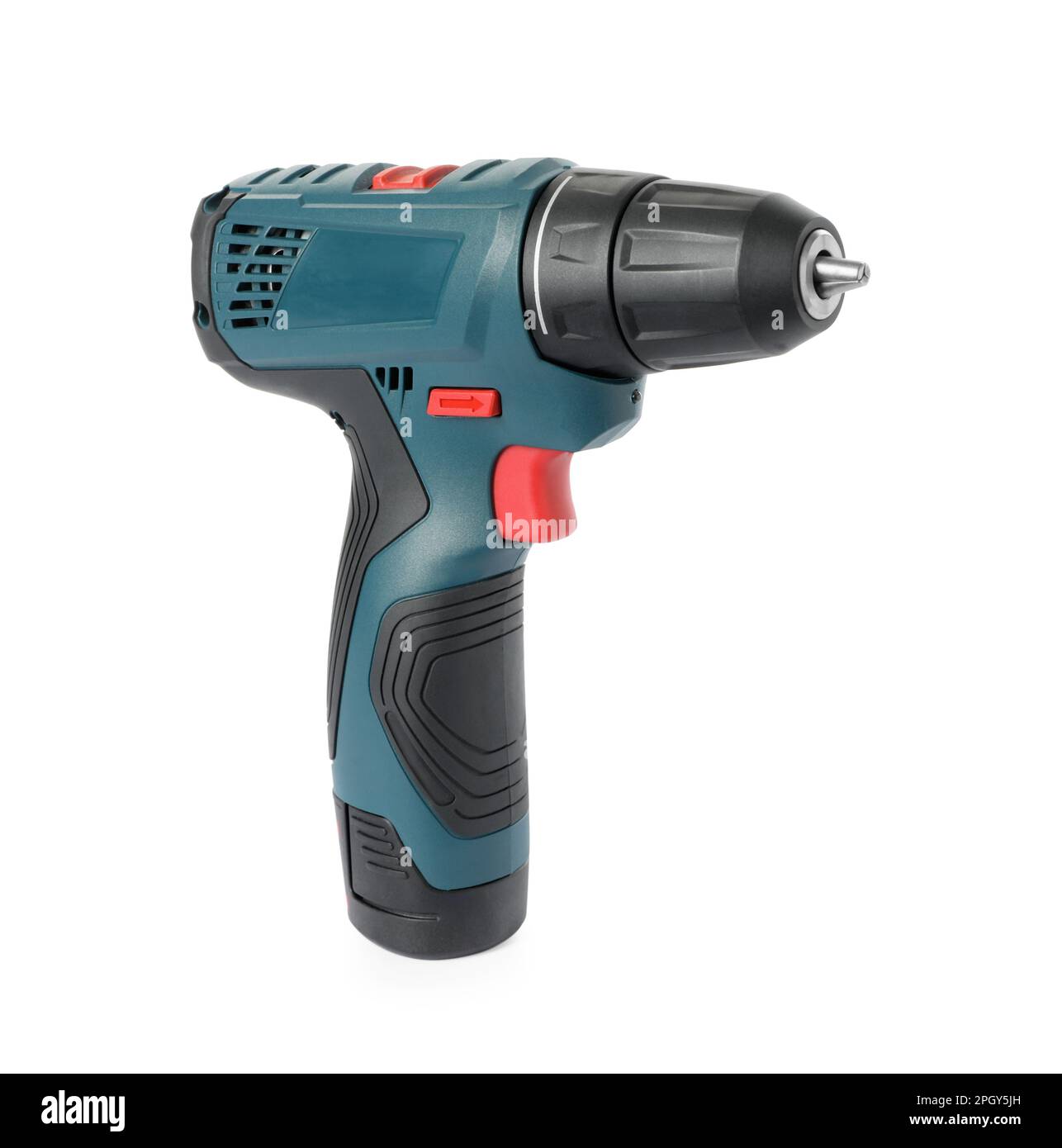 Modern electric power drill isolated on white Stock Photo - Alamy