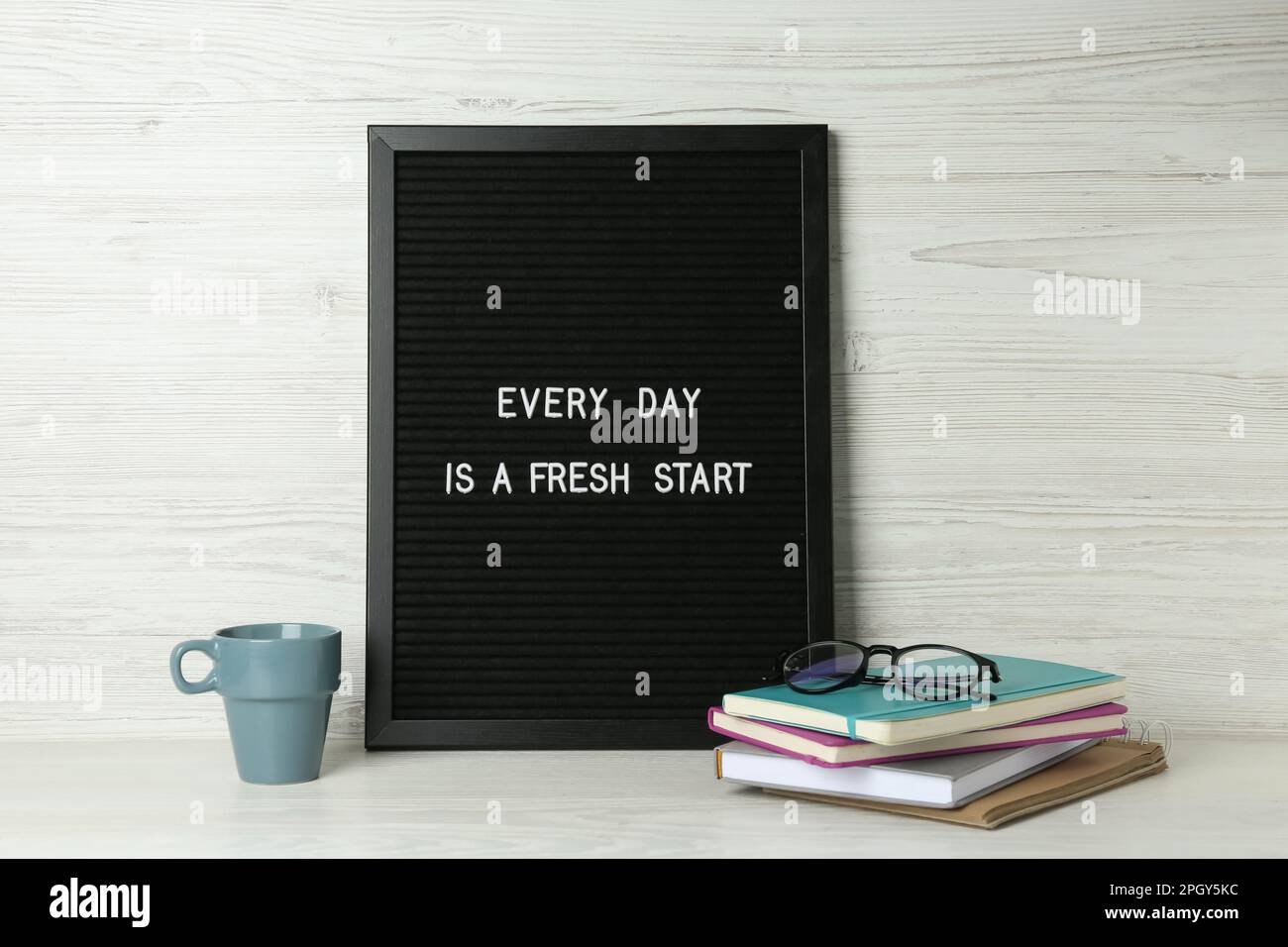 Black letter board with motivational quote Every Day is a Fresh Start ...