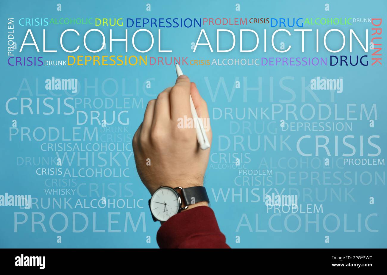 Alcohol addiction? - We can help you. Closeup view of man with pen ...