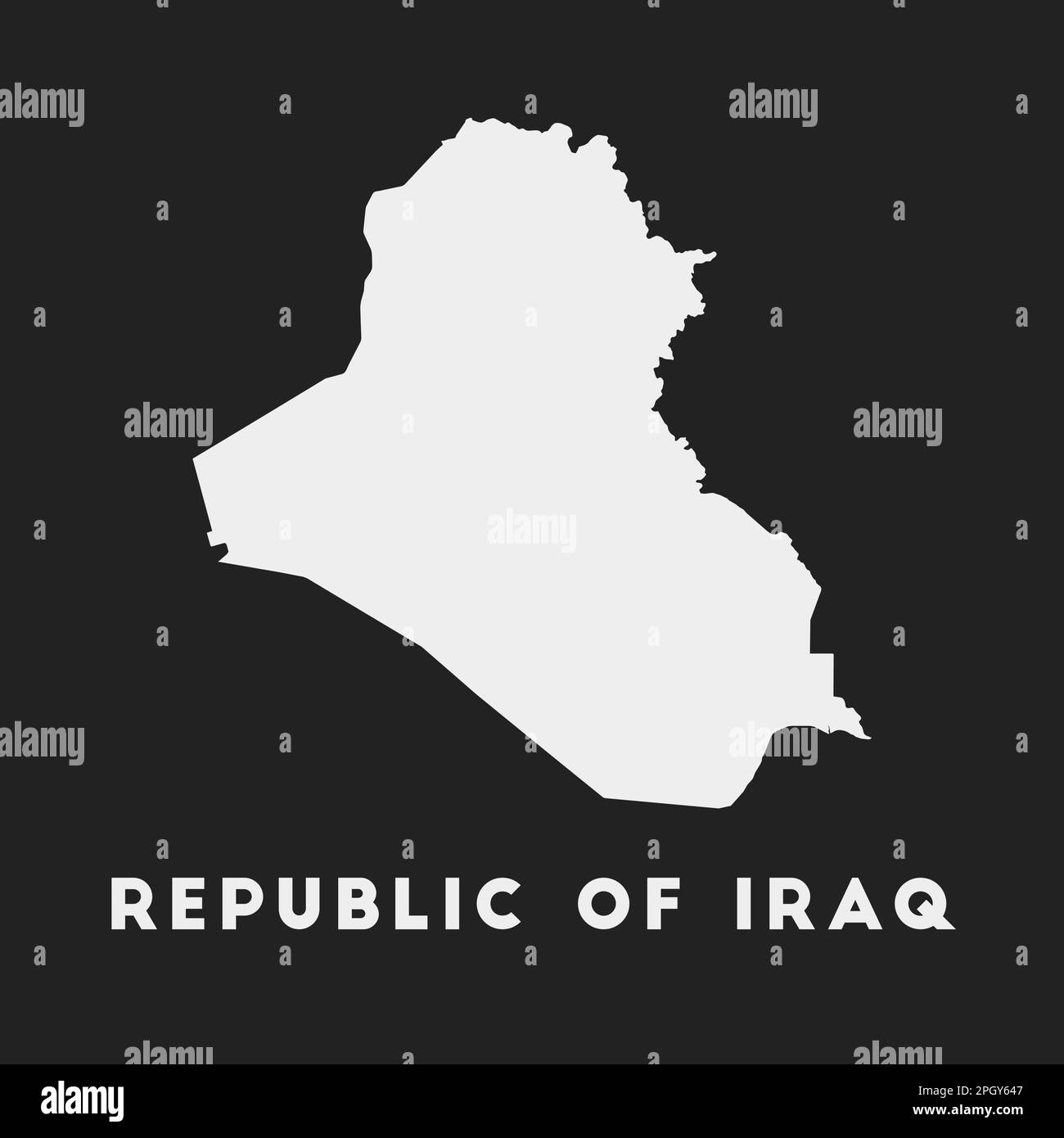 Republic of Iraq icon. Country map on dark background. Stylish Republic ...
