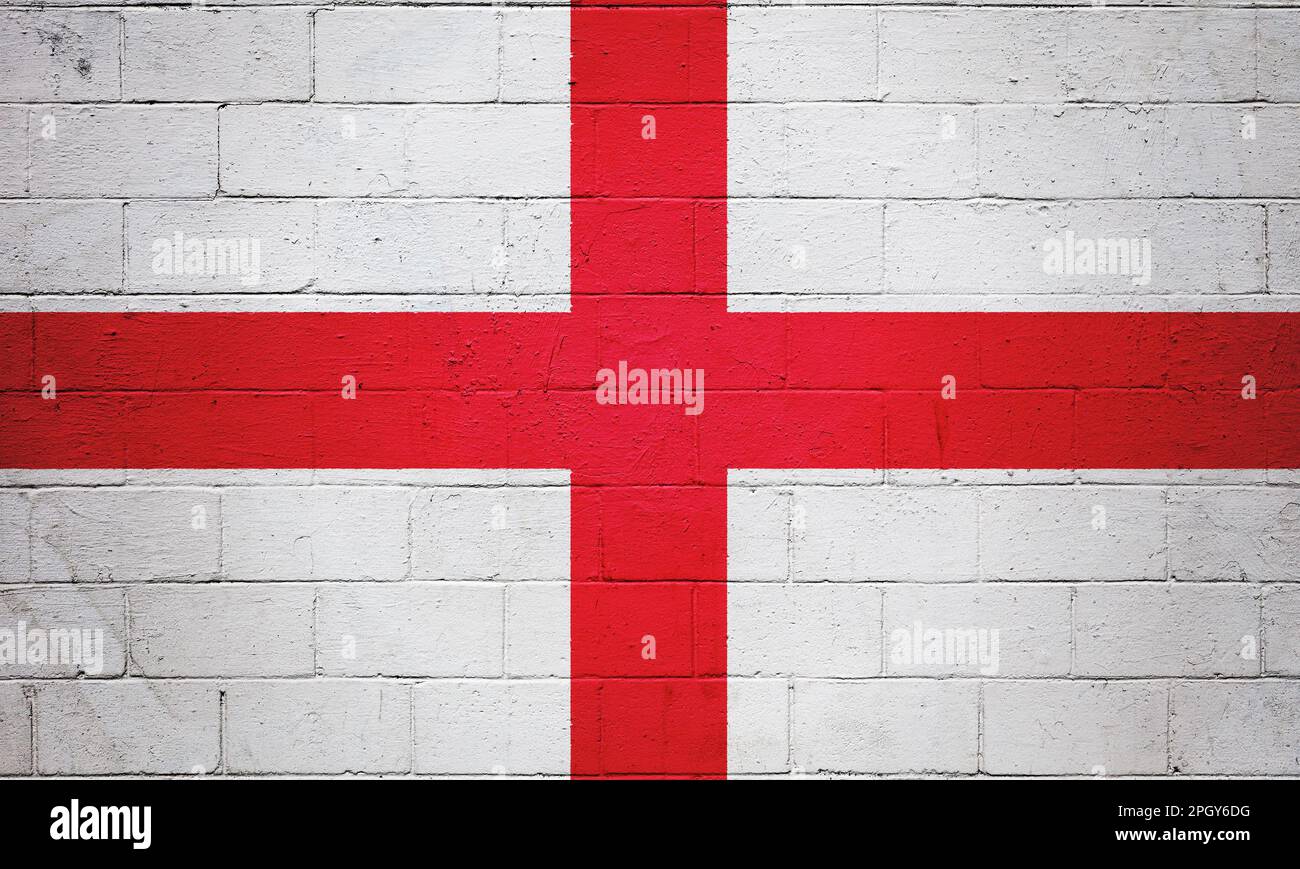 Flag of England painted on a cinder block wall Stock Photo - Alamy