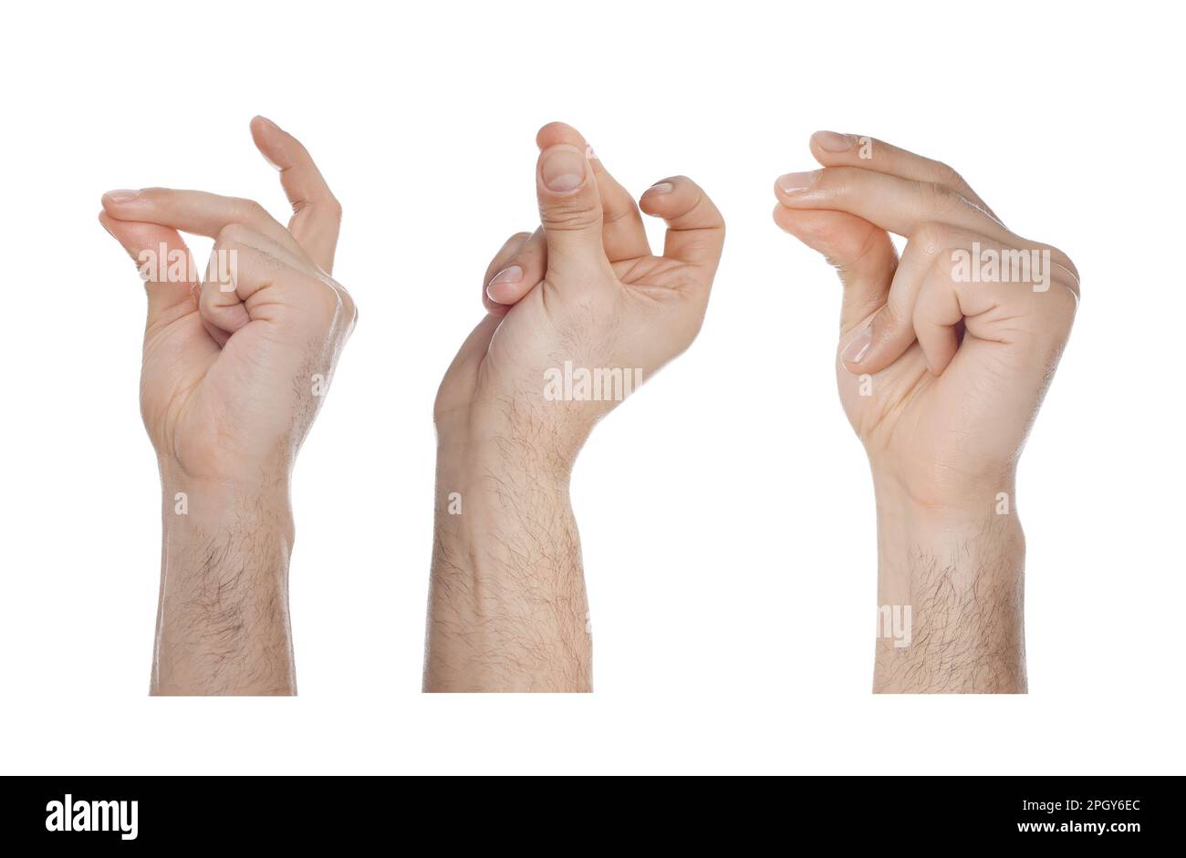 Collage with photos of men snapping fingers on white background ...