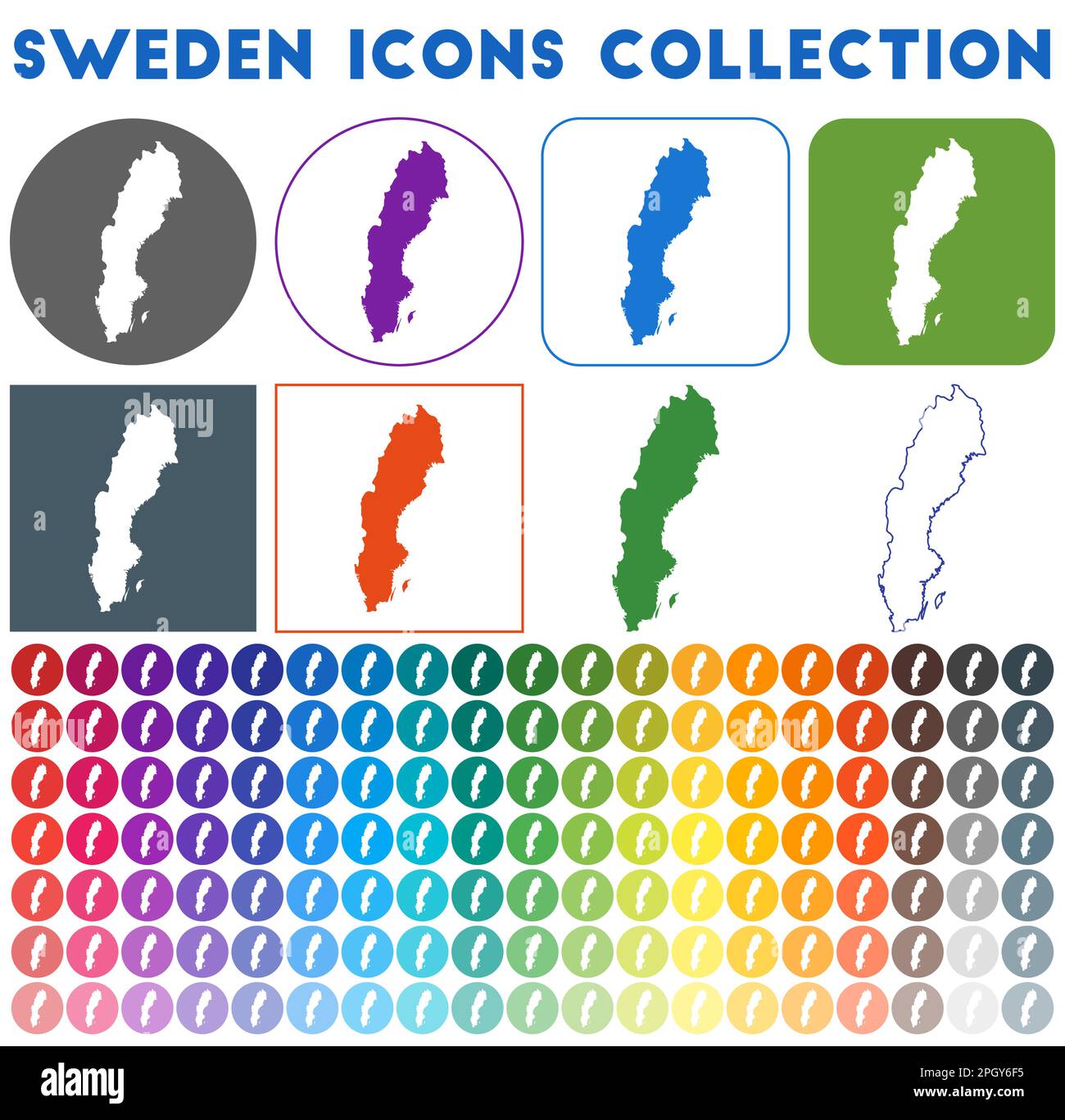 Sweden icons collection. Bright colorful trendy map icons. Modern ...