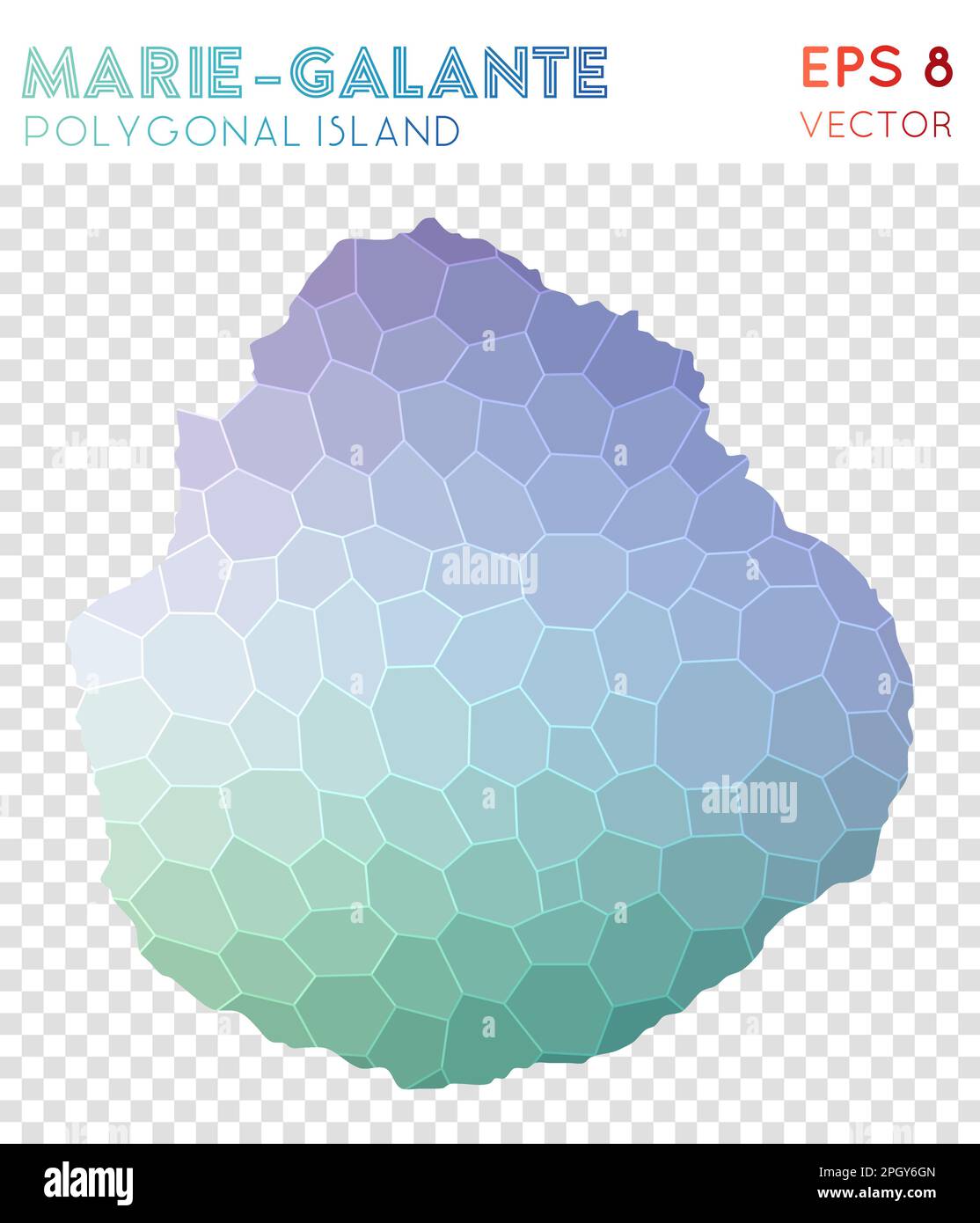 Marie-Galante polygonal map, mosaic style island. Cute low poly style ...