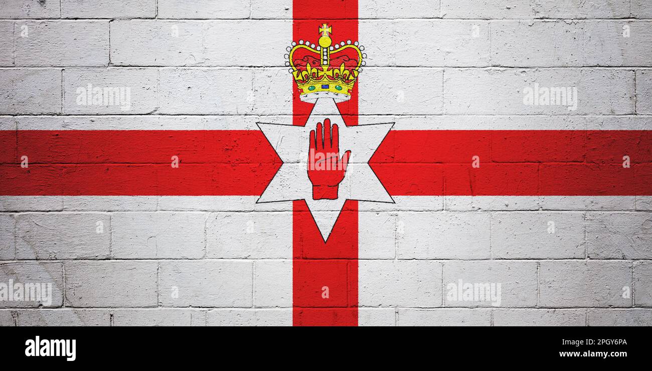 Flag of Northern Ireland painted on a cinder block wall Stock Photo - Alamy