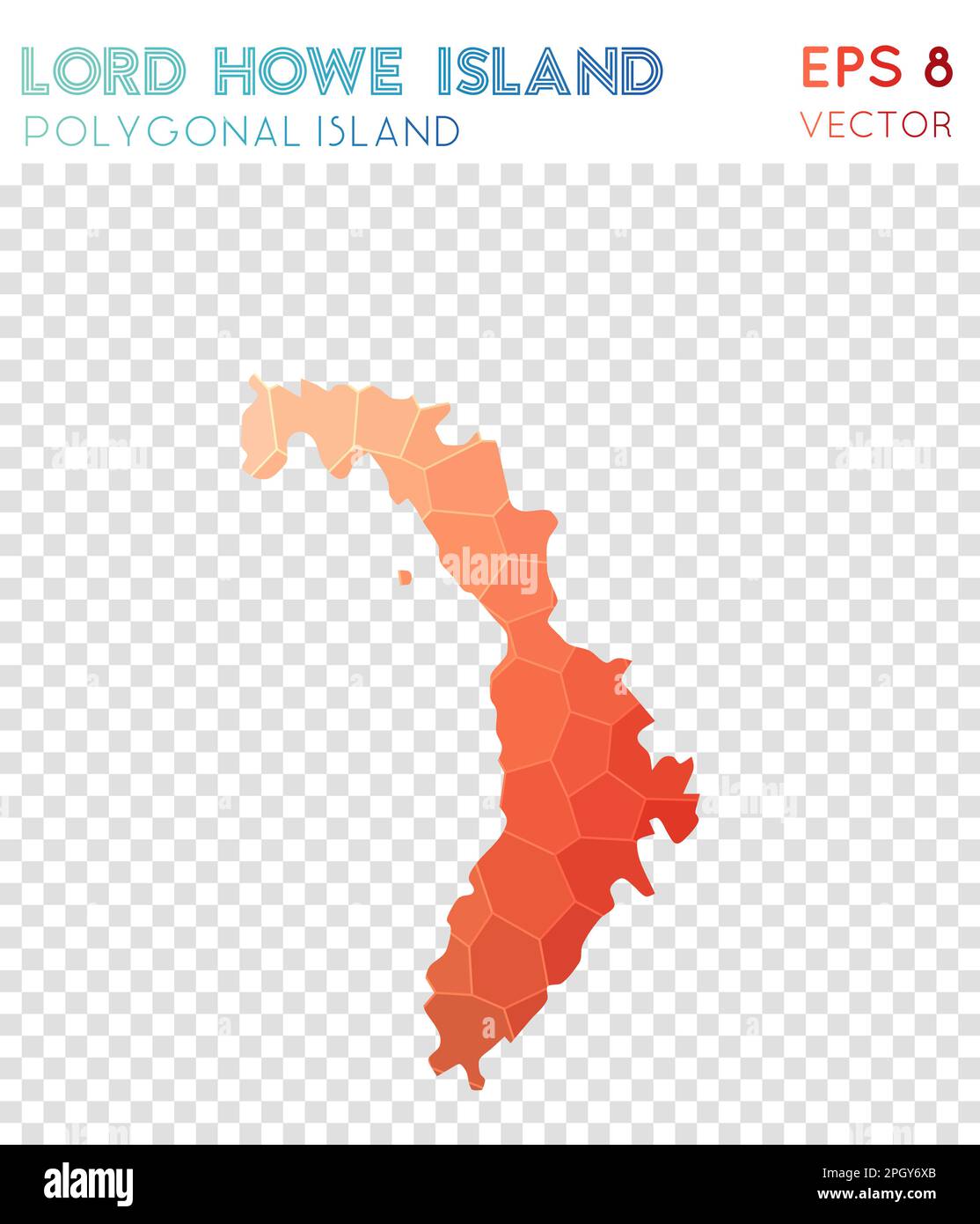 Lord Howe Island polygonal map, mosaic style island. Classic low poly ...