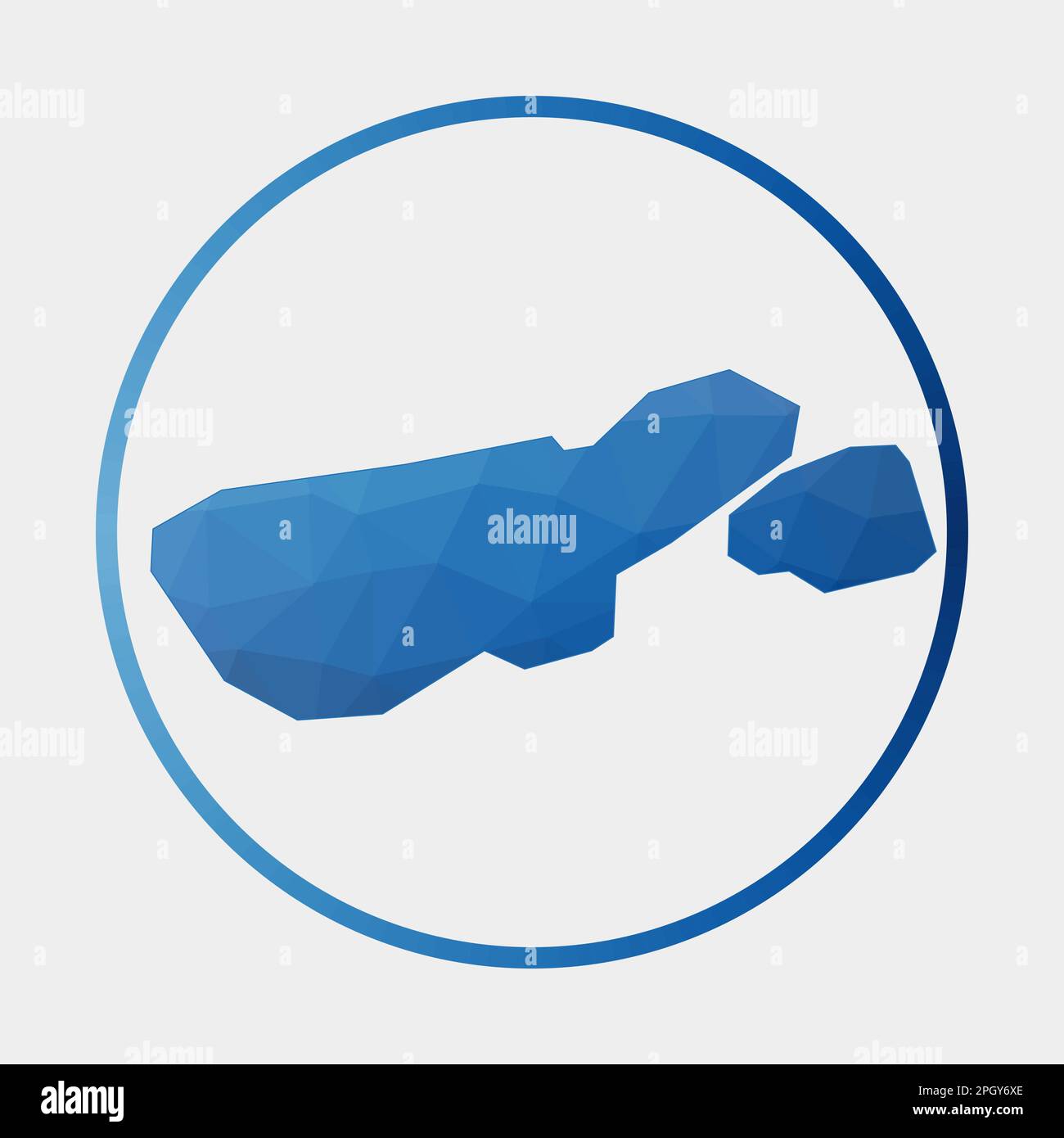 Madre de Dios Island icon. Polygonal map in gradient ring. Round low ...