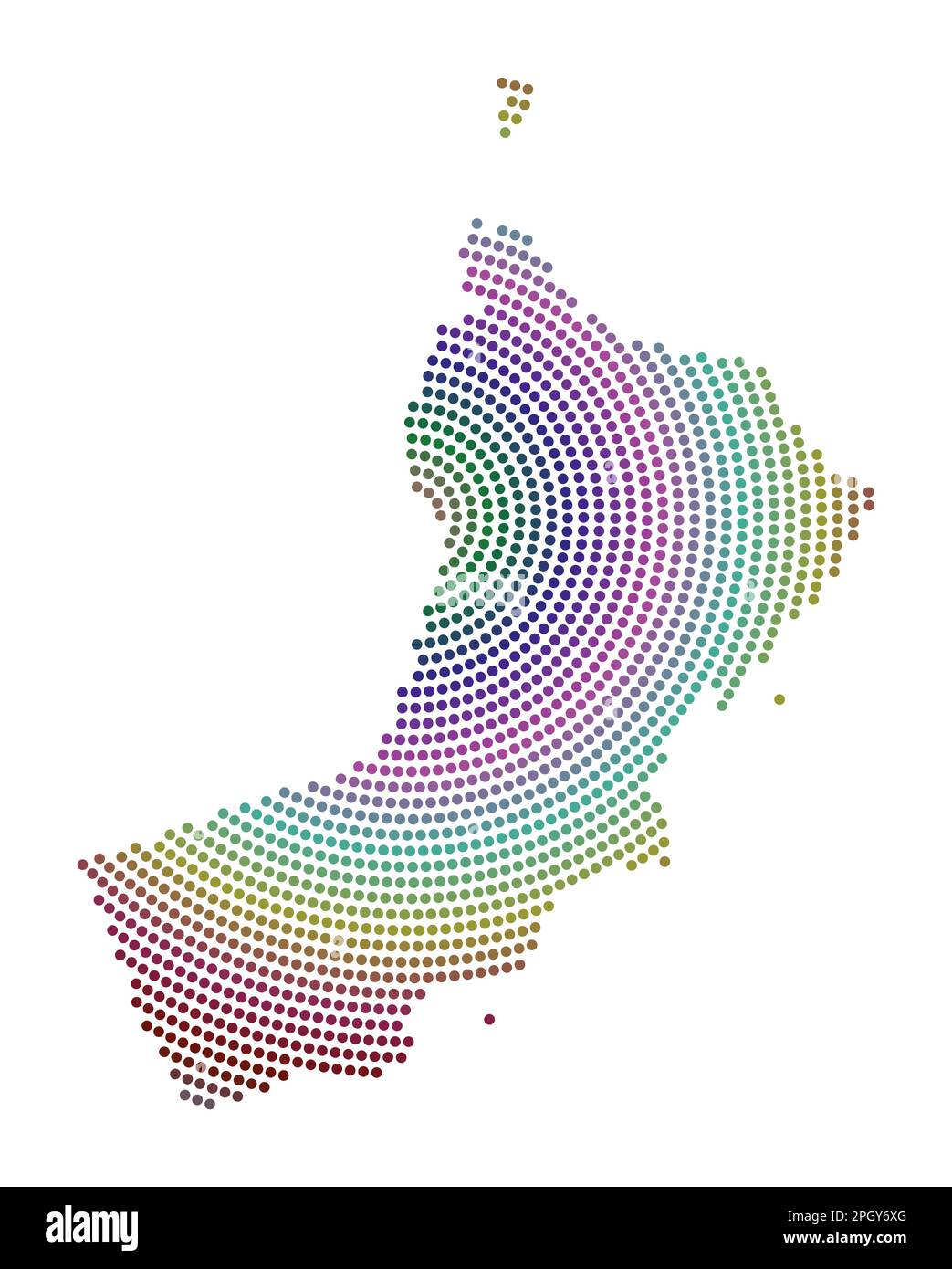 Oman dotted map. Digital style shape of Oman. Tech icon of the country ...