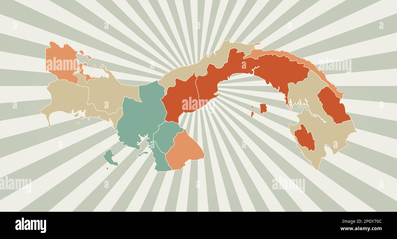 Panama map. Poster with map of the country in retro color palette ...