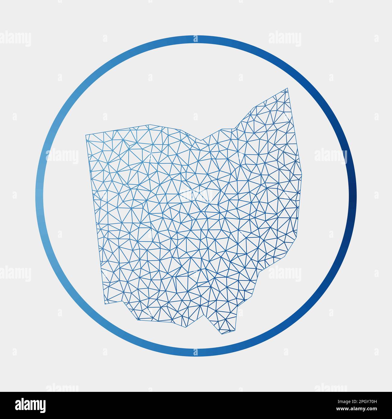 Ohio icon. Network map of the US state. Round Ohio sign with gradient ...
