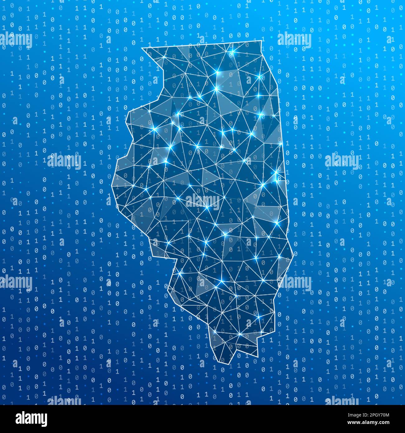 Network map of Illinois. US state digital connections map. Technology ...