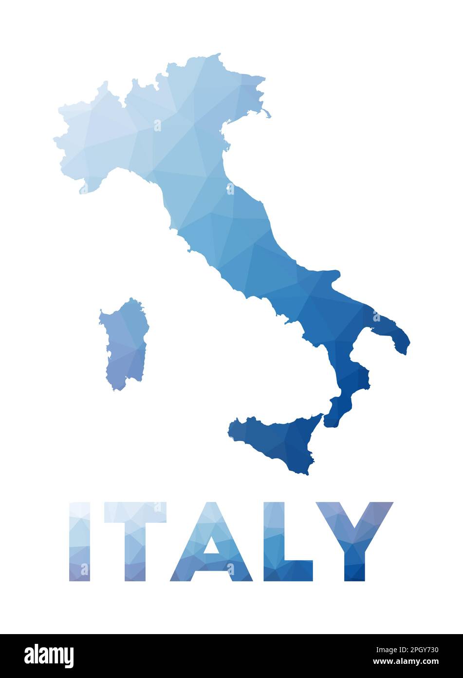 Low poly map of Italy. Geometric illustration of the country. Italy ...