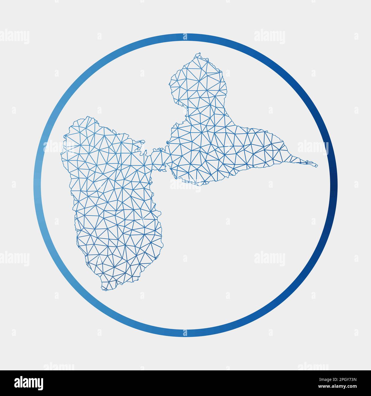 Grande-Terre icon. Network map of the island. Round Grande-Terre sign ...